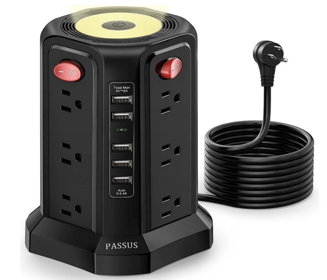 44% off Tower Surge Protector with 5 USB, 12 Outlets, and a 10 ft Cord ...
